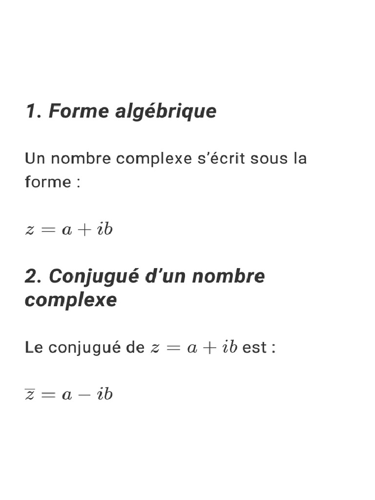 Formule Des Nombres Complexes | PDF
