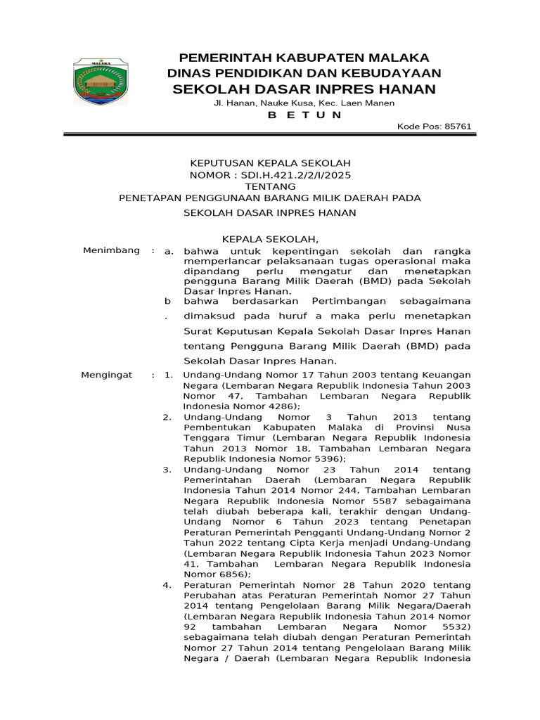 Draf SK Pengguna Barang | PDF