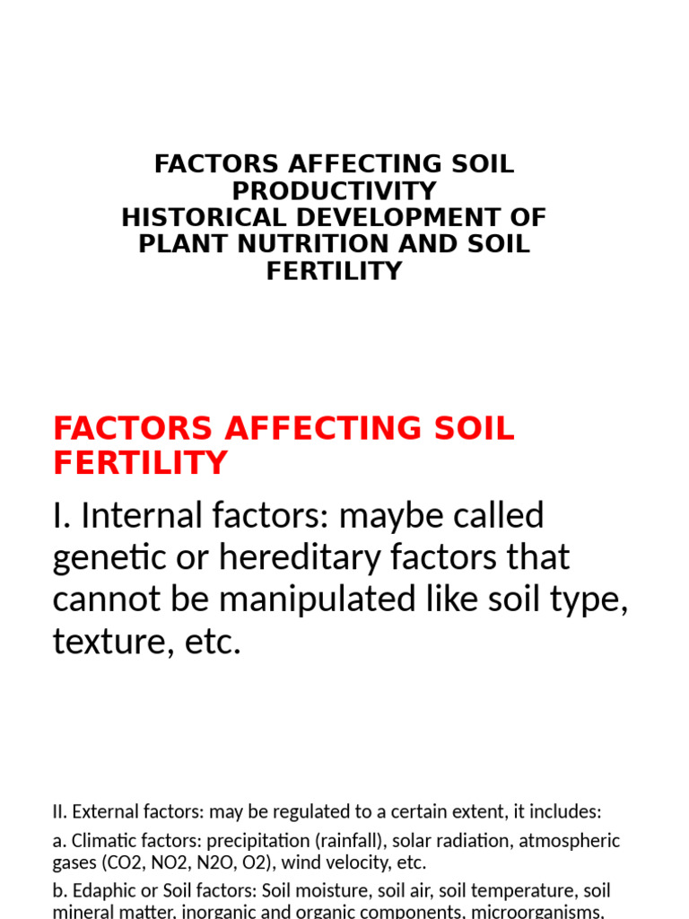 L2 Factors Affecting Soil Productivity | PDF | Soil | Agriculture