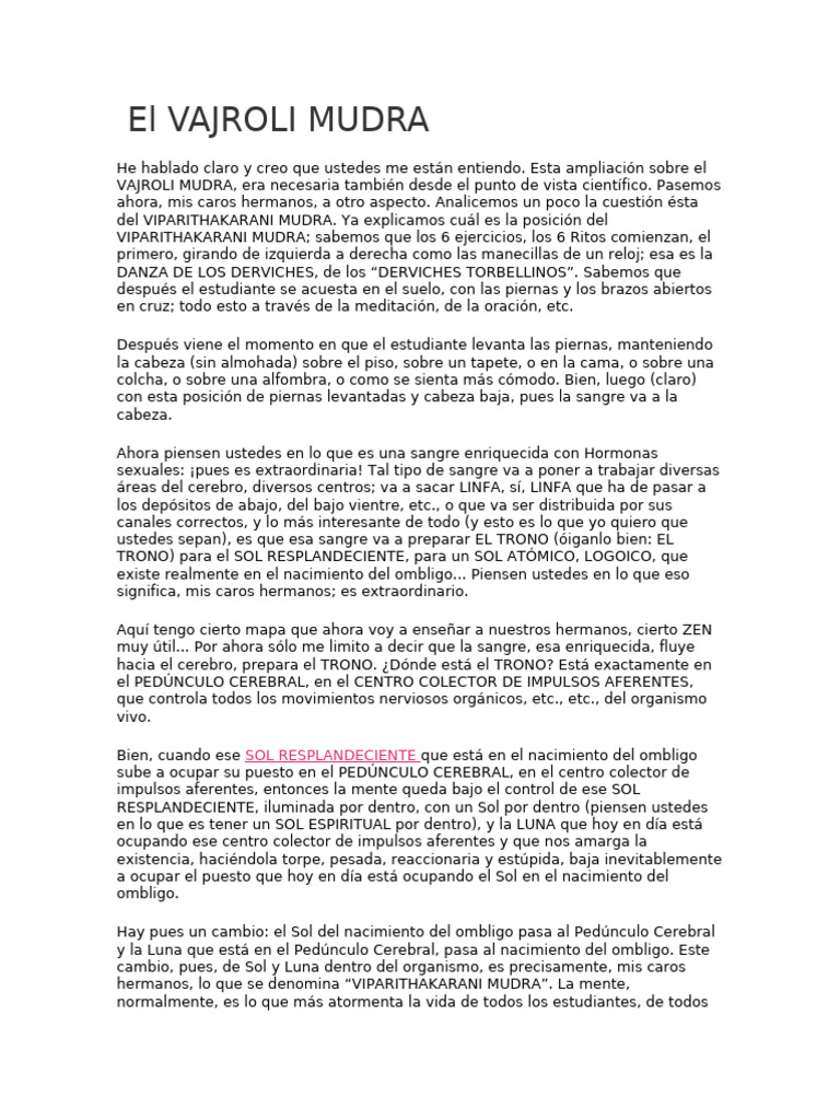 El VAJROLI MUDRA | PDF | Hatha Yoga | Espiritualidad