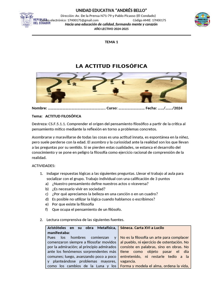 La Filosofía como Actitud Vital | PDF | Pensamiento | Aristóteles