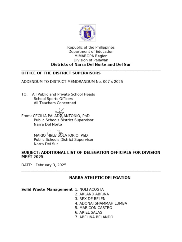 Addendum District Memo 2025 | PDF