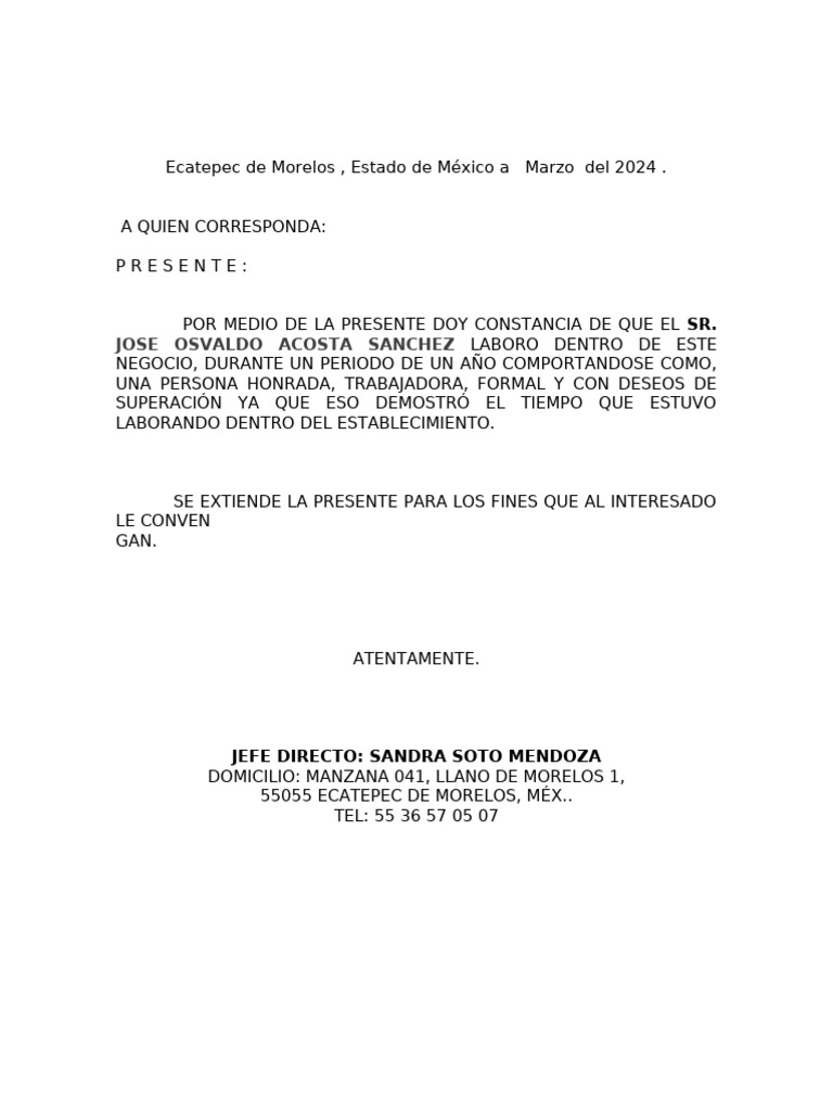 Constancia Laboral | PDF