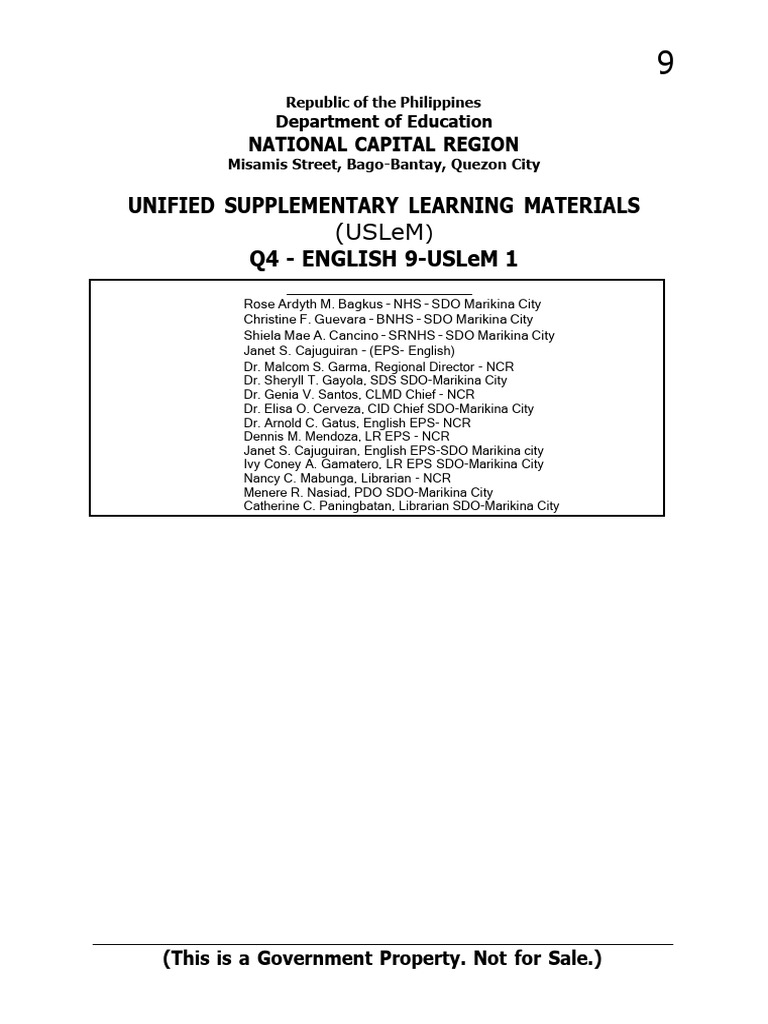 ENGLISH-9 Q4 Wk1 For-Students | PDF | Pygmalion (Play)