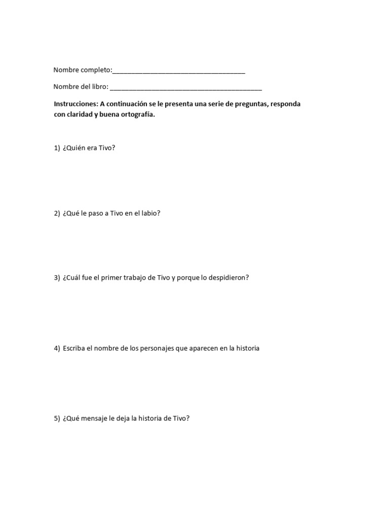 Control de Lectura - Septimo B | PDF