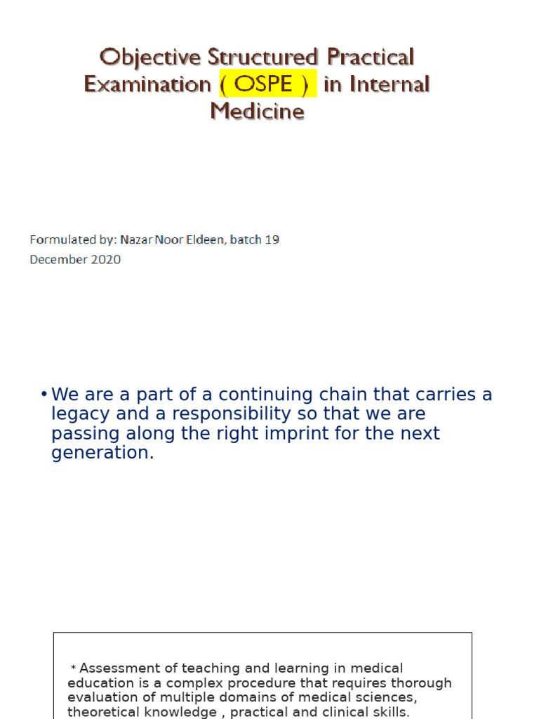 OSPE in Internal Medicine Education | PDF