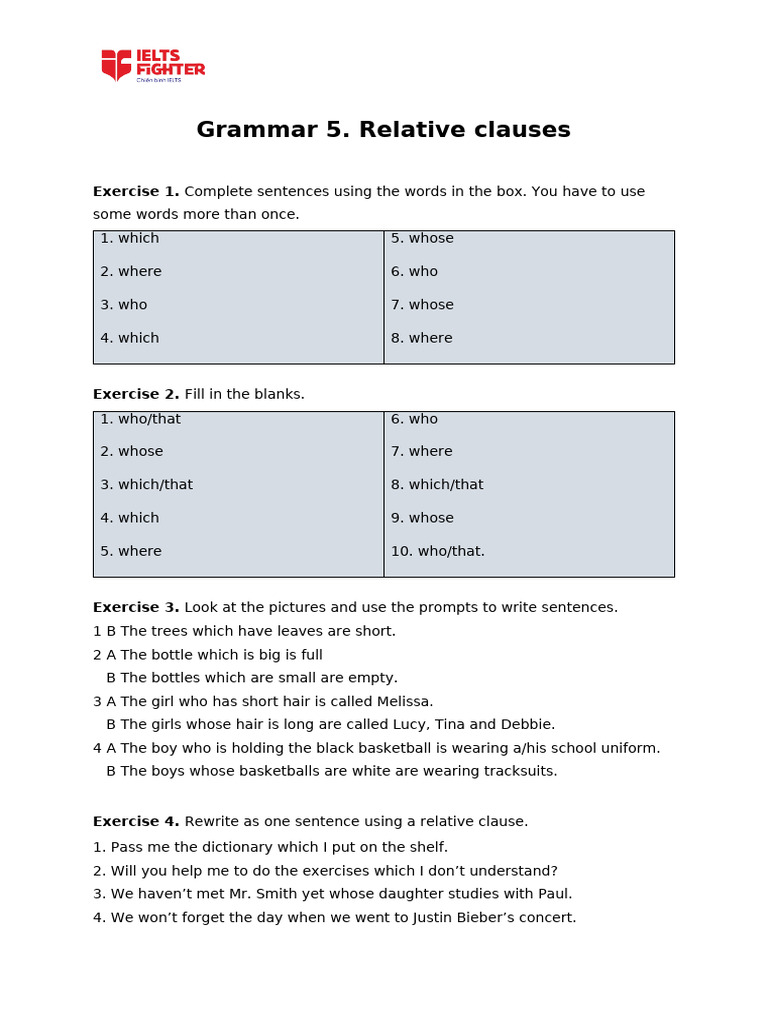 Grammar 5. Relative clauses - Key | PDF