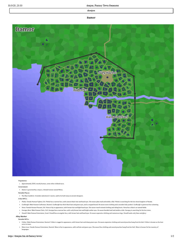 Donjon Fantasy Town Generator 1 | PDF