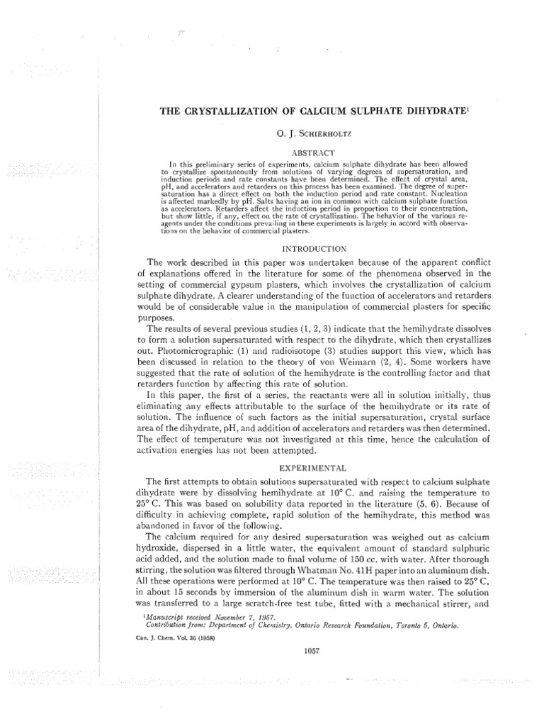 Crystallization of Calcium Sulphate Dihydrate | PDF | Solubility ...