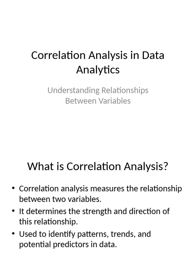 Correlation Analysis in Data Analytics | PDF