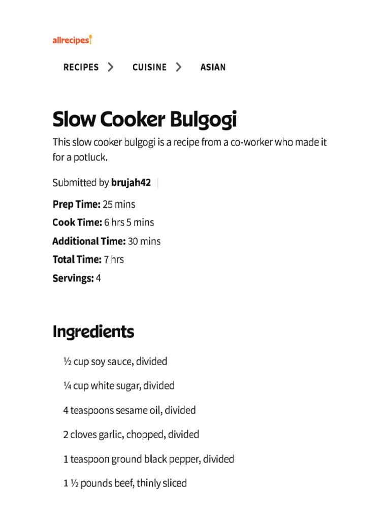 Slow Cooker Bulgogi | PDF