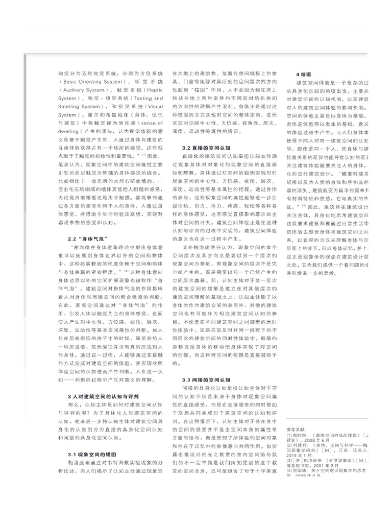 Theory About Embodiment of Architecture Space Experience Baised On ...