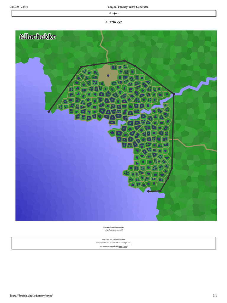 Donjon Fantasy Town Generator 1 | PDF
