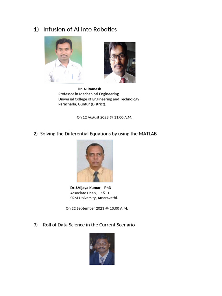 Upcoming Engineering Lectures Schedule | PDF