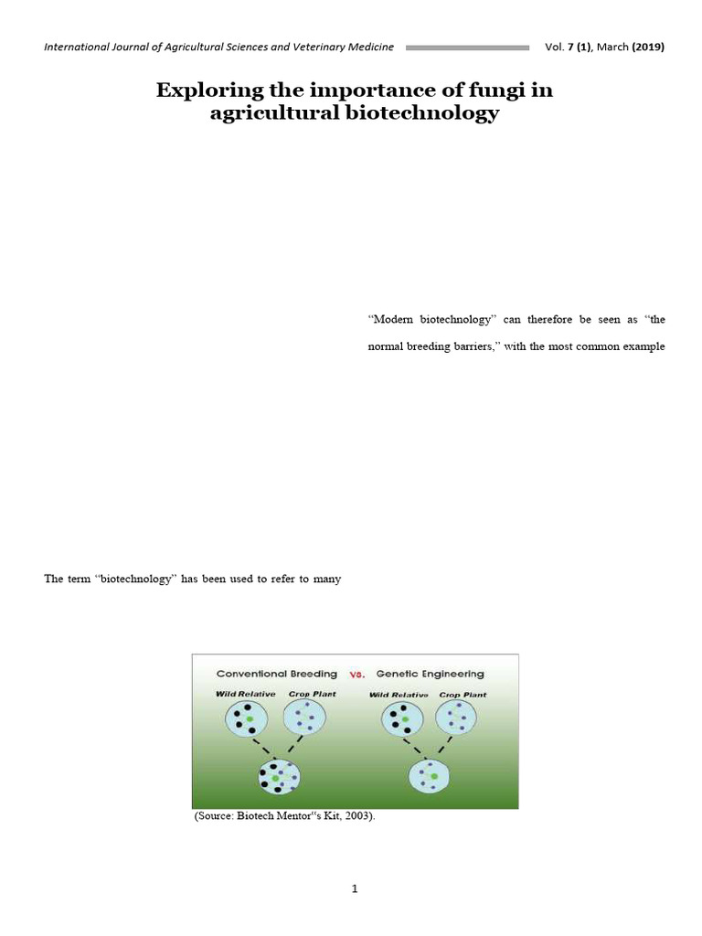 Fungi's Role in Agricultural Biotechnology | PDF | Biotechnology | Fungus