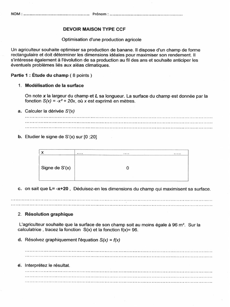 Devoir Maison Type Ccf _tbp | PDF