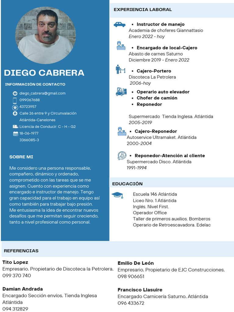 Blue Light Blue Color Blocks Flight Attendant CV | PDF