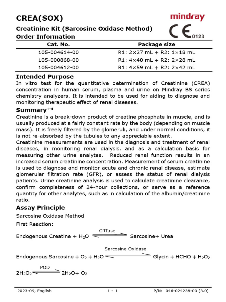 H-046-024238-00 Crea (Sox) | PDF | Creatinine | Kidney