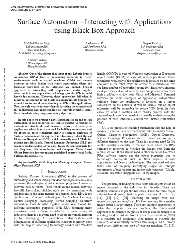 Surface Automation - Interacting With Applications Using Black Box Approach | PDF | Optical ...