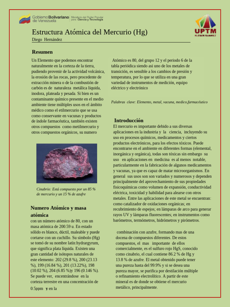 Mercurio | PDF | Mercurio (Elemento) | Enlace químico
