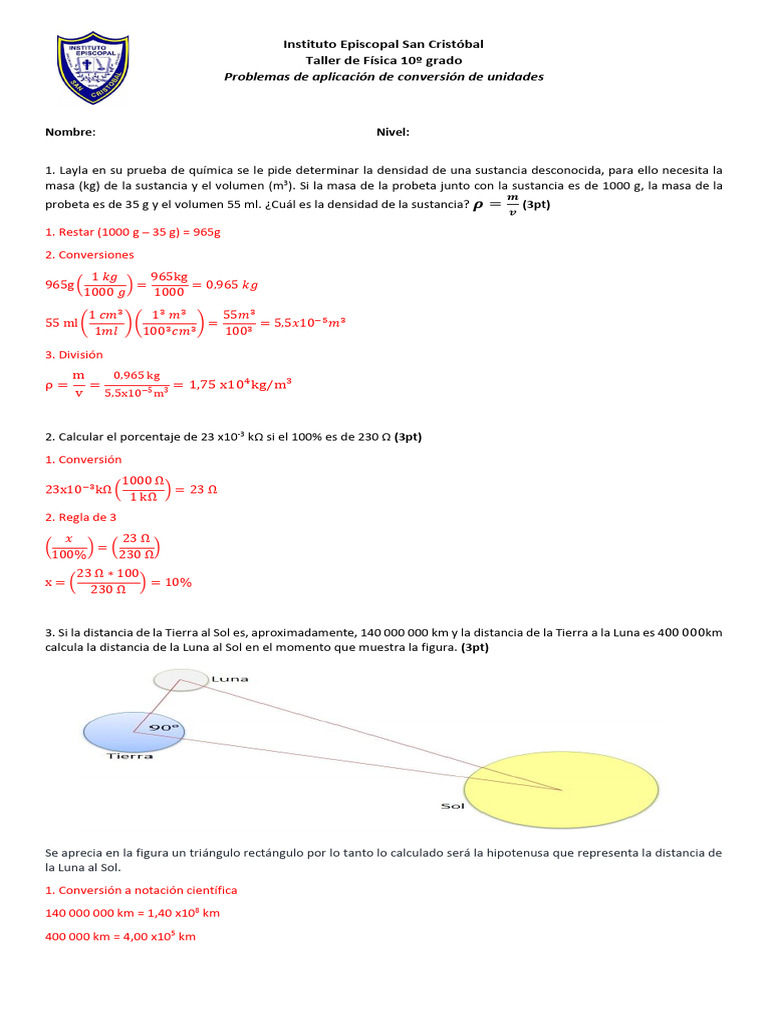 Problemas de Conversion - Solución | PDF | Física | Cantidades fisicas