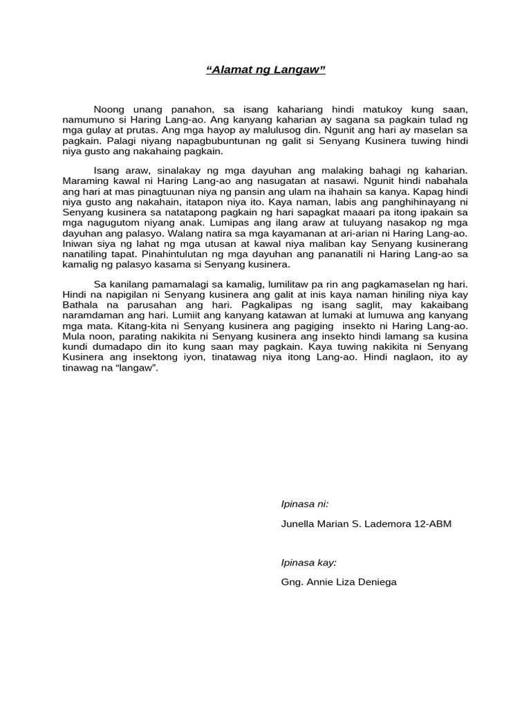 Alamat NG Langaw | PDF