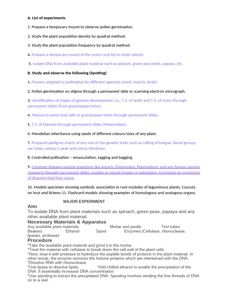 Biology Practicals | PDF | Flowers | Pollination