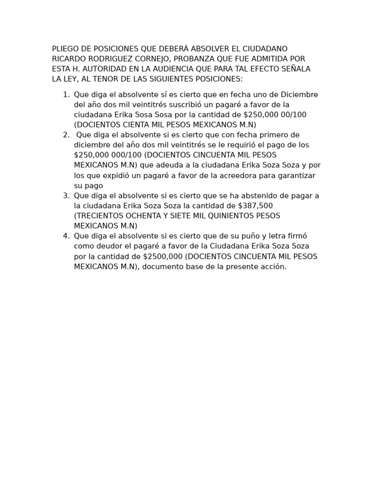 Pliego de Posiciones | PDF