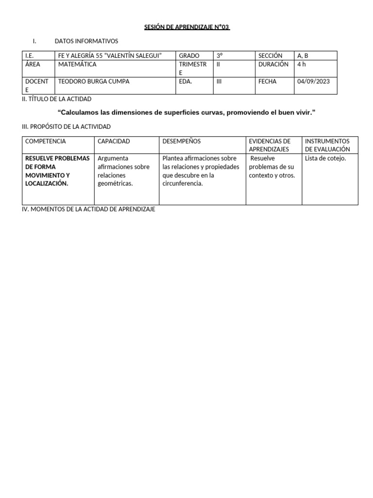 S3 Edaiii Mat3° | PDF | Aprendizaje