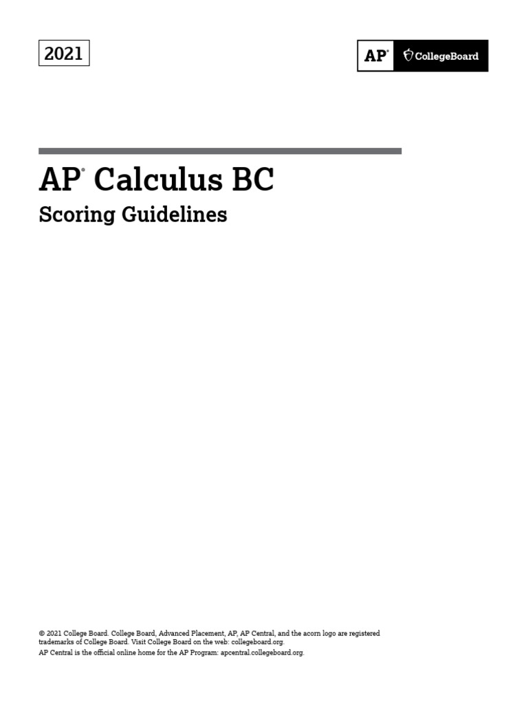 AP Calculus AB 2021 Scoring Guide | PDF | Integral | Mathematics