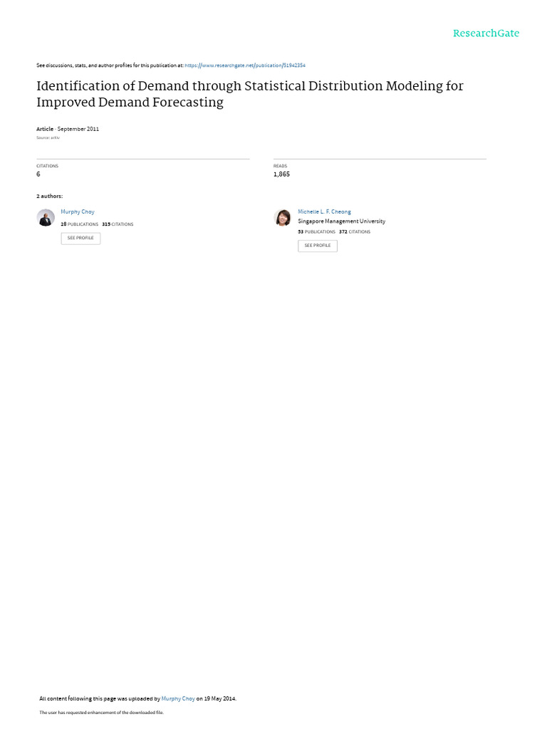 Identification_of_Demand_through_Statistical_Distr | PDF | Forecasting | Mean Squared Error