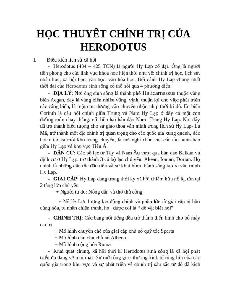 HỌC THUYẾT CHÍNH TRỊ CỦA HERODOTUS | PDF