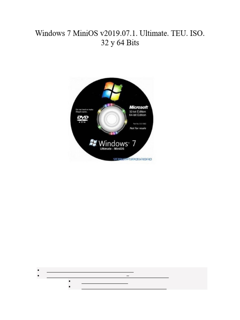 Windows 7 MiniOS Ultimate: Guía y Descargas | PDF | Windows 7 ...