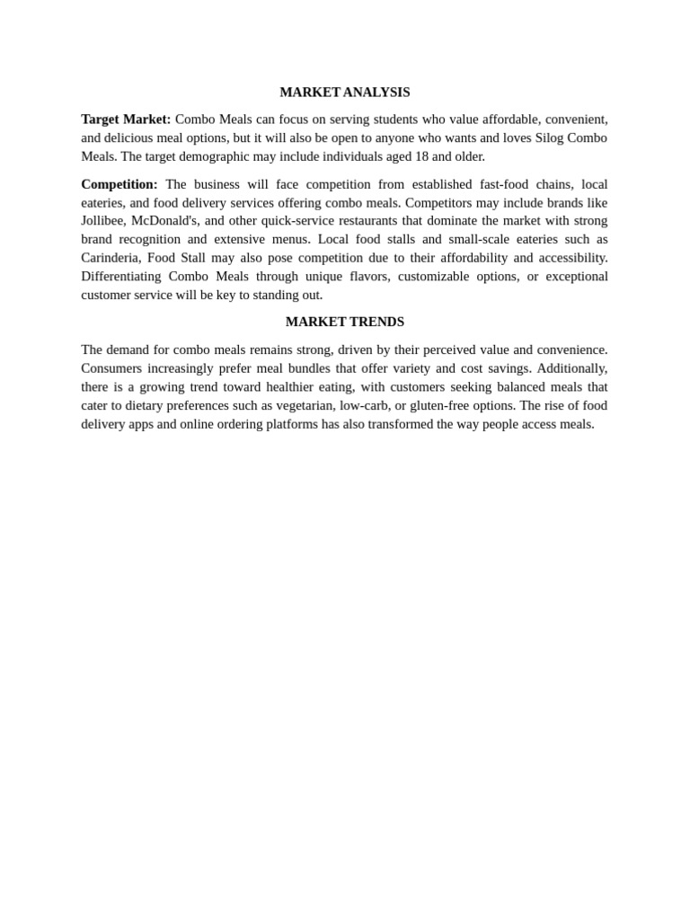 Market Analysis Target Market | PDF