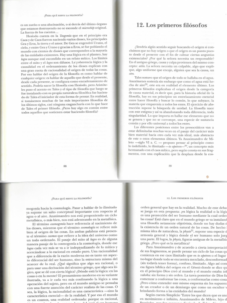 Para Que Sirve La Filosofia - LOS PRIMEROS FILOSOFOS-DARIO Z | PDF