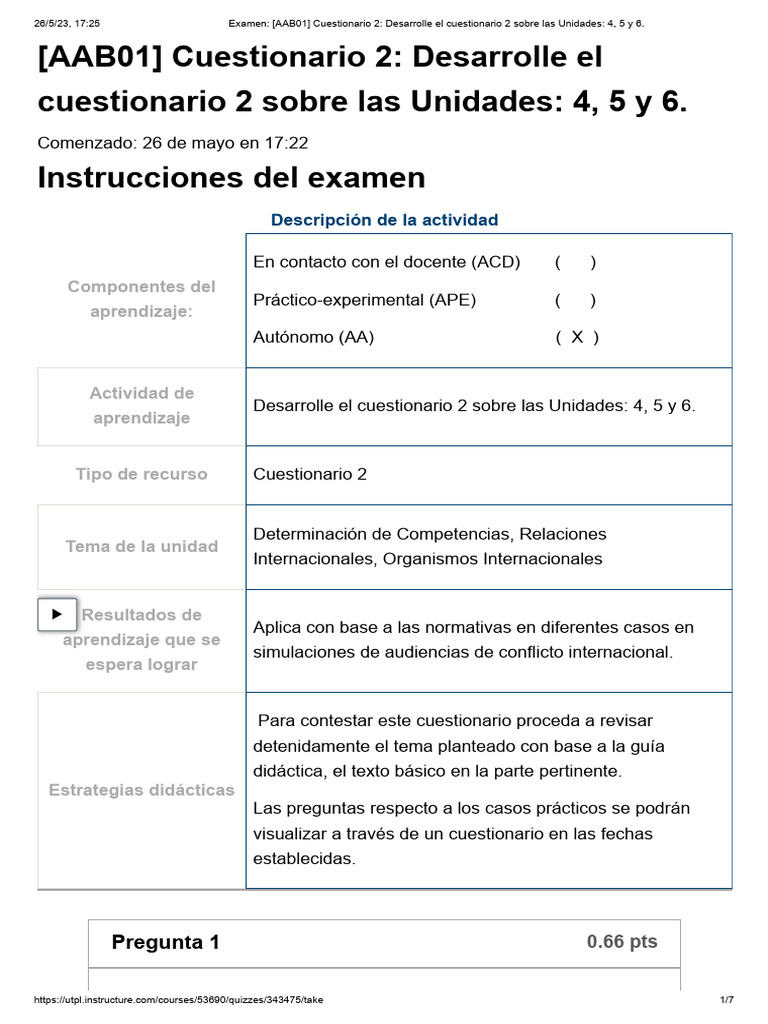 Examen - (AAB01) Cuestionario 2 - Desarrolle El Cuestionario 2 Sobre Las Unidades - 4, 5 y 6 ...