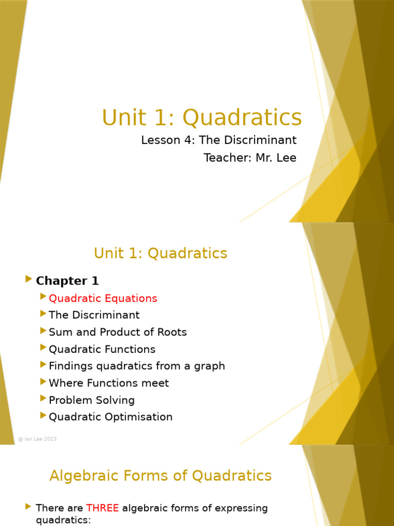 1.4 - The Discriminant | PDF | Quadratic Equation | Equations