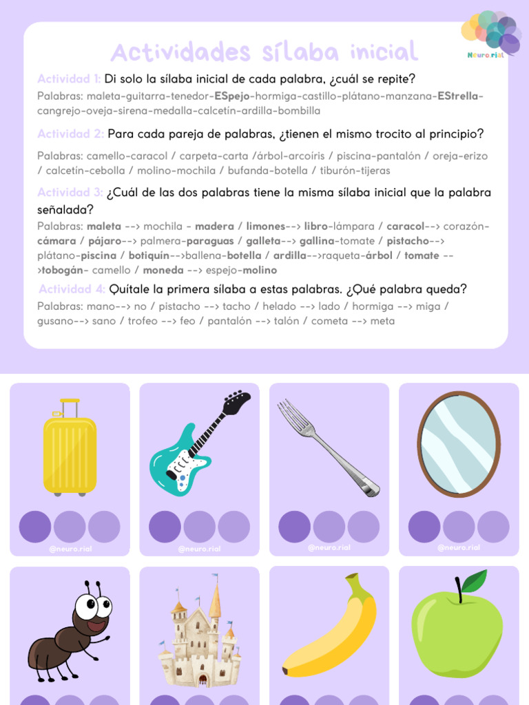 Actividades de sílabas iniciales | PDF