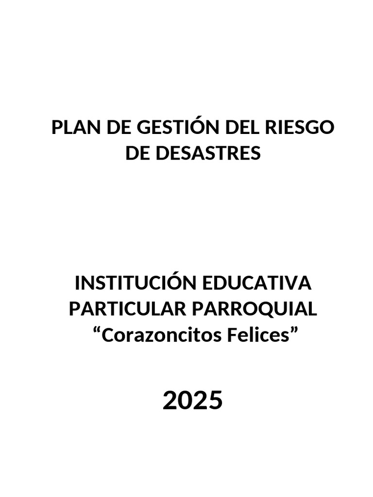 Plan de GRD II - Ee - 2025 | PDF | Tormentas