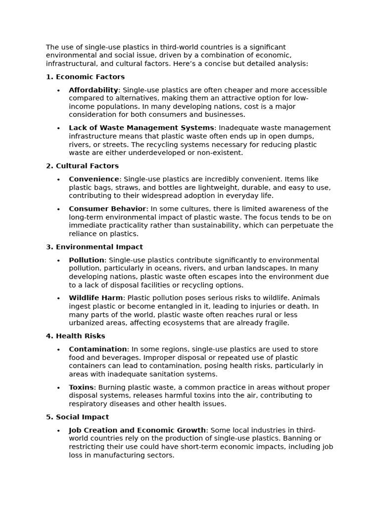 The use of single use plastics - analysis | PDF | Waste Management ...
