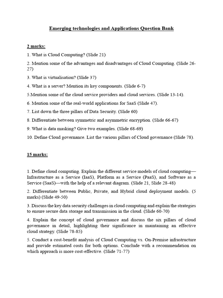 Cloud Computing Question Bank | PDF