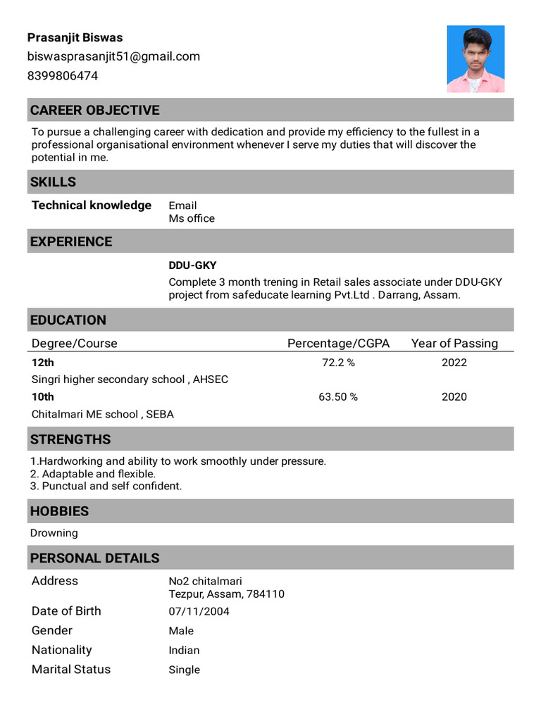 Resume - Prasanjit Biswas - Format2 | PDF