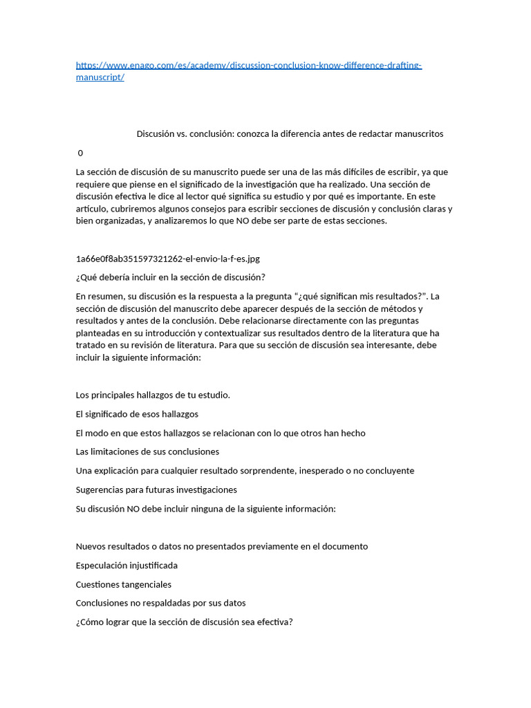 Diferencias entre discusión y conclusión | PDF | Investigación ...