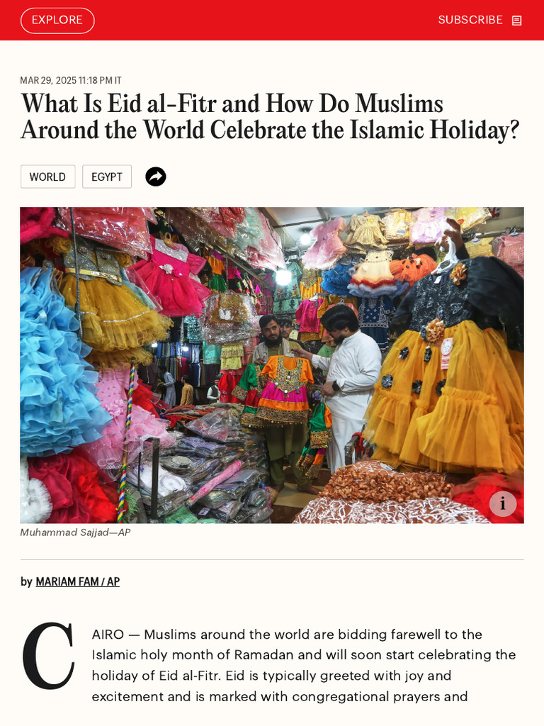 What Is Eid Al-Fitr, How Do Muslims Celebrate The Holiday - TIME | PDF | Gaza Strip | Israeli ...