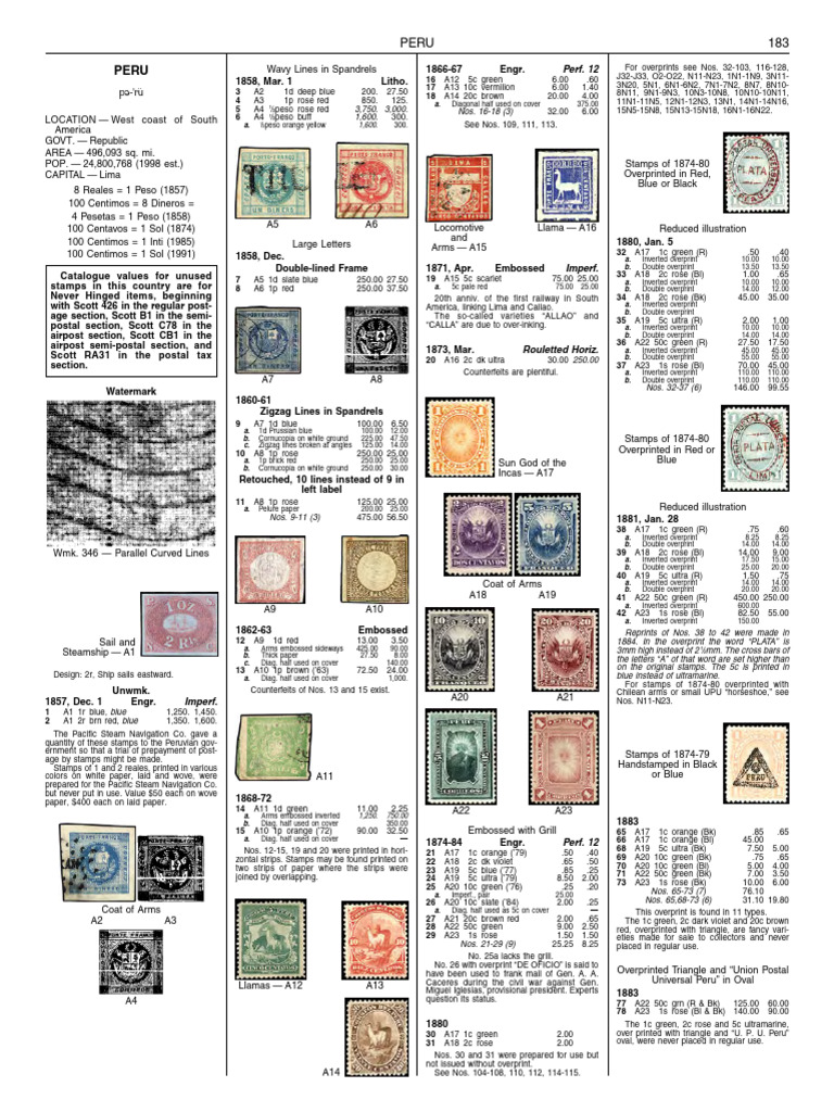 Peru Postage Stamp Catalog Overview | PDF | Postage Stamp | Philately