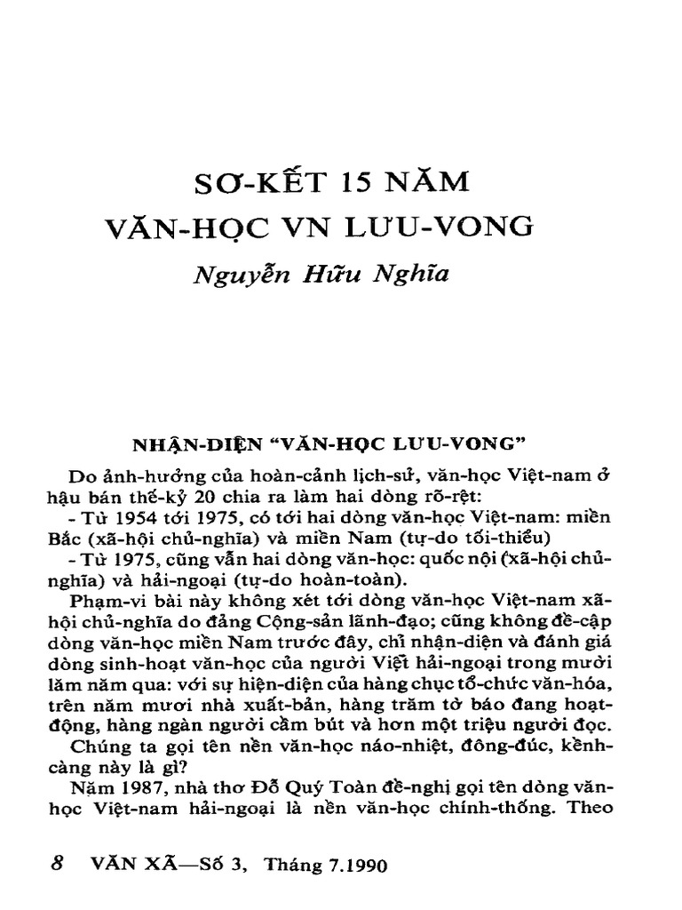So Ket 15 Nam Van Hoc Viet Nam Luu Vong | PDF