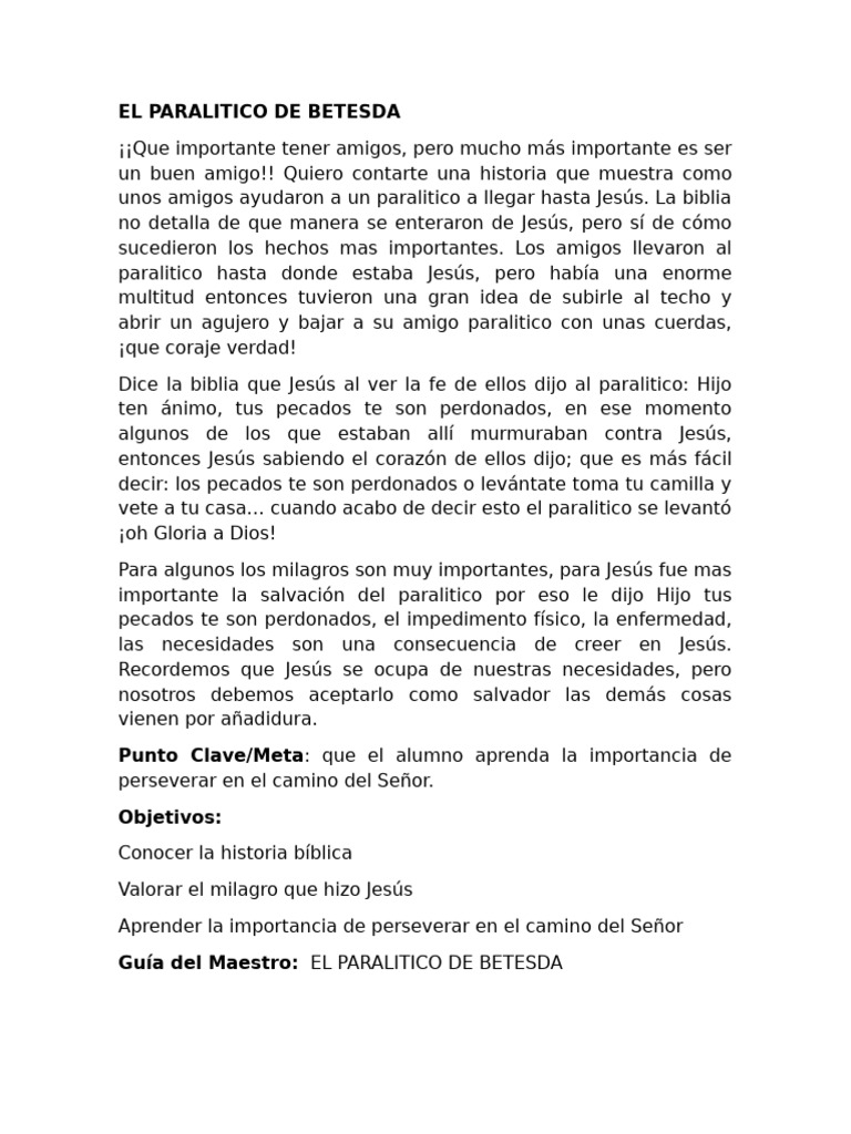 La historia del paralítico de Betesda | PDF | Jesús | Pecado