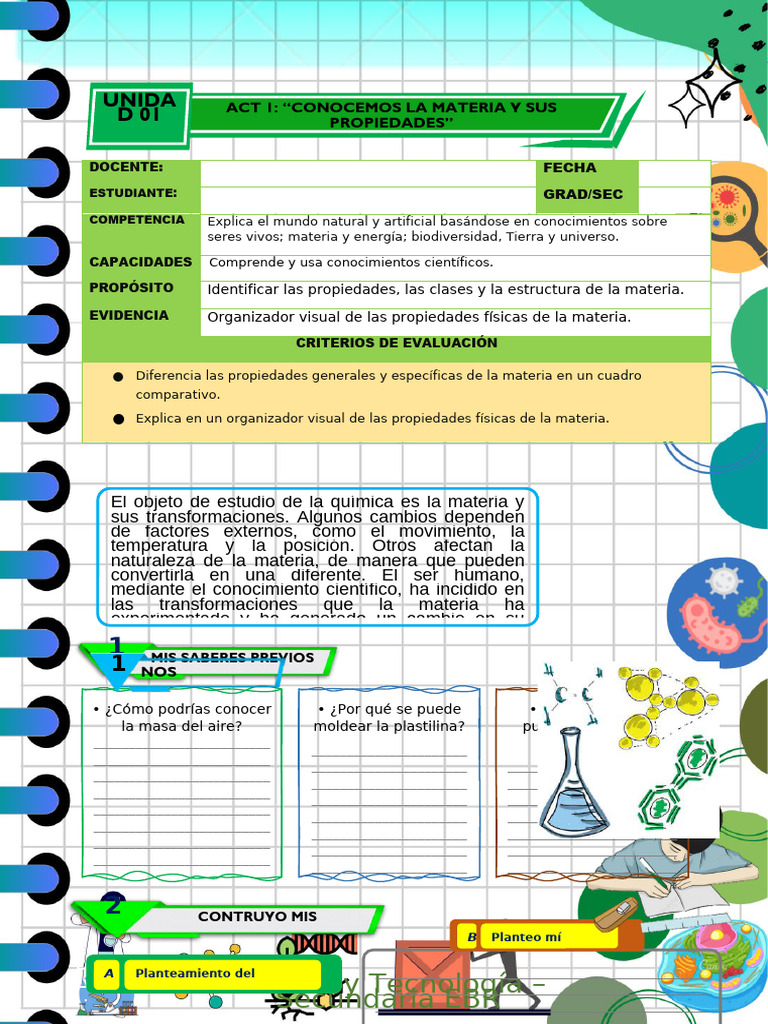 02. Ficha de actividad S1 (U1) (3° grado) - CyT | PDF | Importar | Agua