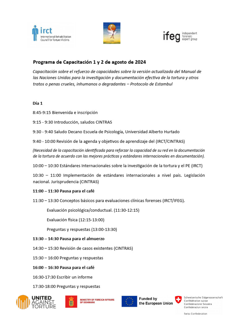 Capacitación IRCT 2024 sobre Tortura | PDF