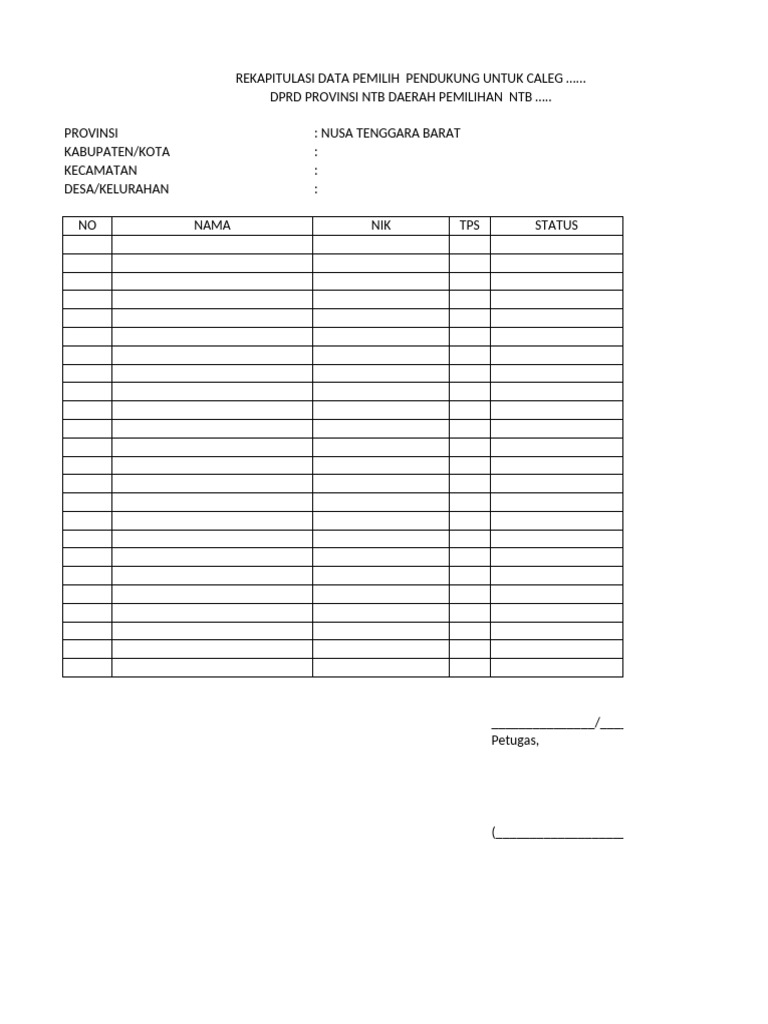 FORMAT_REKAP_PENDUKUNG | PDF